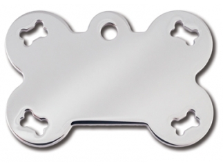 Engraved ID Tag: Large Bone Shape Chrome with Bone CUTOUTS - Large ...